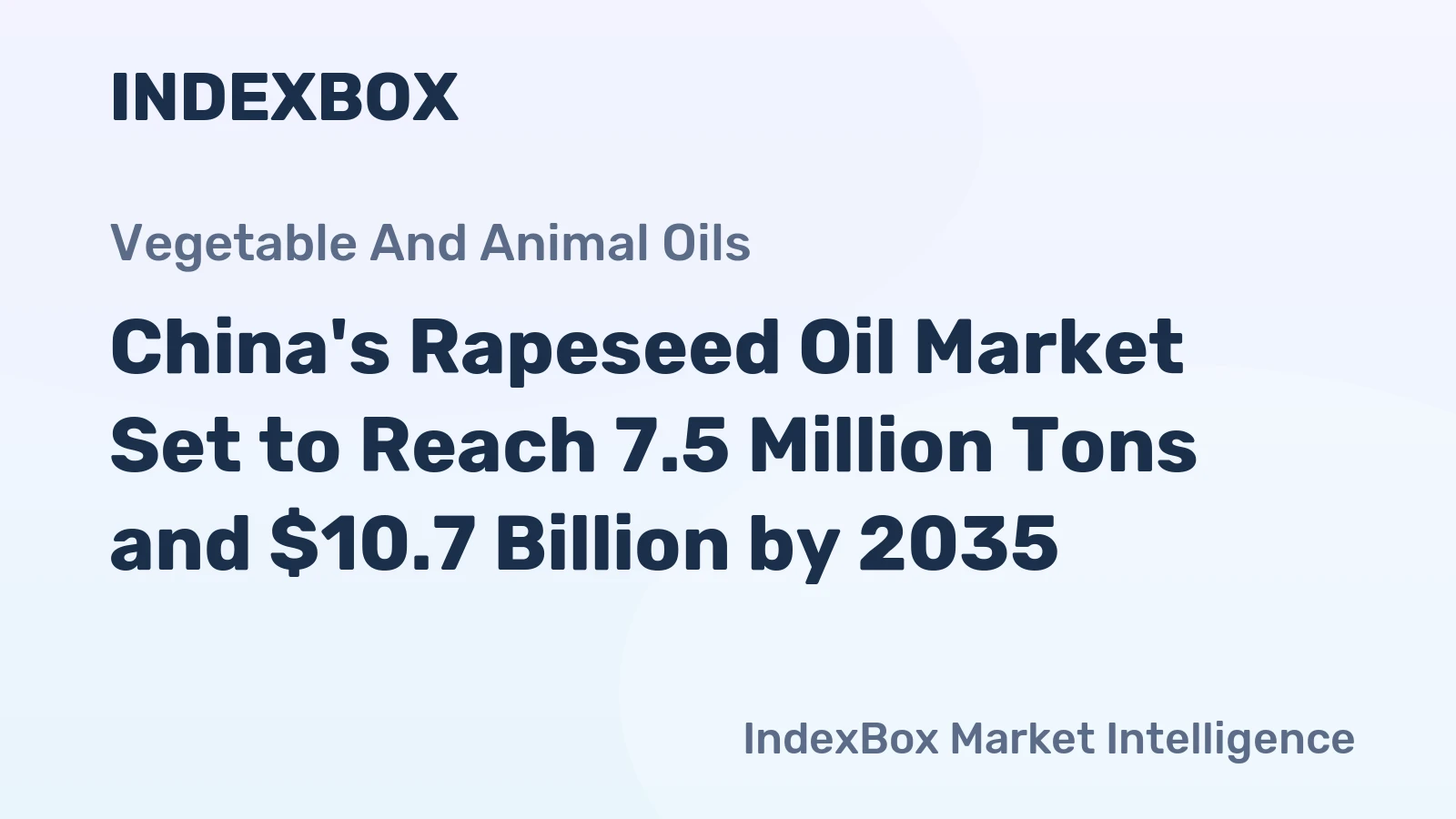 China's Rapeseed Oil Market Set to Reach 7.5 Million Tons and $10.7 Billion by 2035