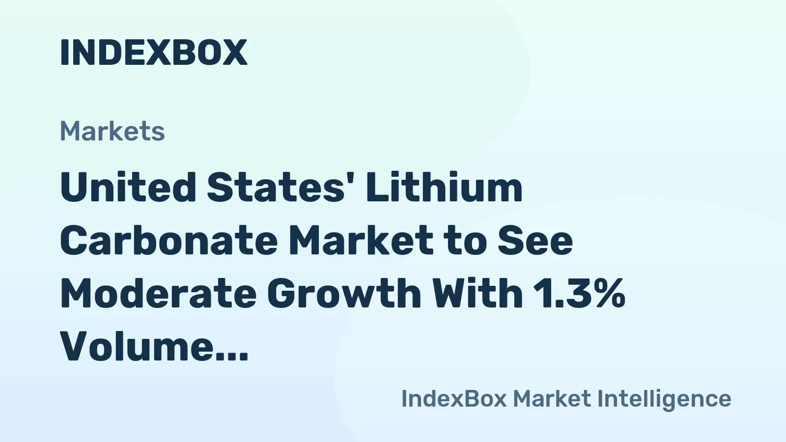 United States' Lithium Carbonate Market to See Moderate Growth With 1.3% Volume CAGR Through 2035