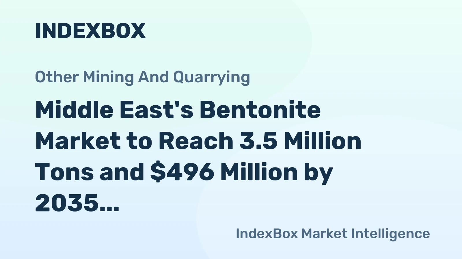 Middle East's Bentonite Market to Reach 3.5 Million Tons and $496 Million by 2035