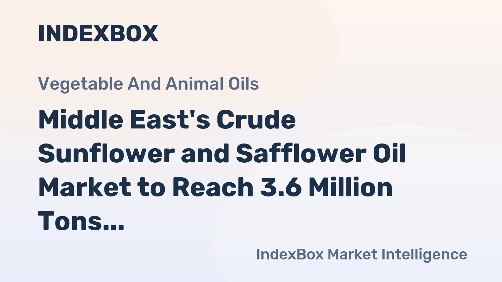 Middle East's Crude Sunflower and Safflower Oil Market to Reach 3.6 Million Tons and $5.5 Billion by 2035