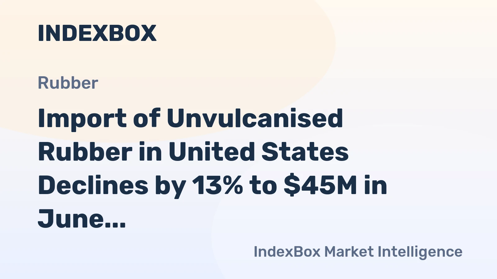 Import of Unvulcanised Rubber in United States Declines by 13% to $45M in June 2023.