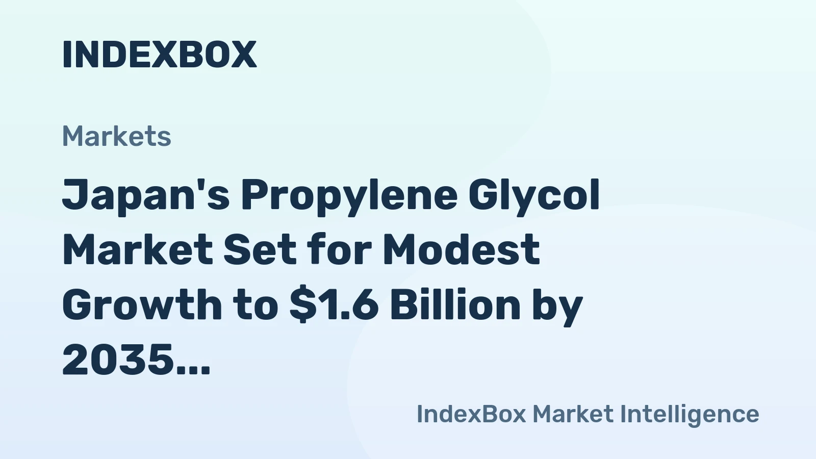 Japan's Propylene Glycol Market Set for Modest Growth to $1.6 Billion by 2035