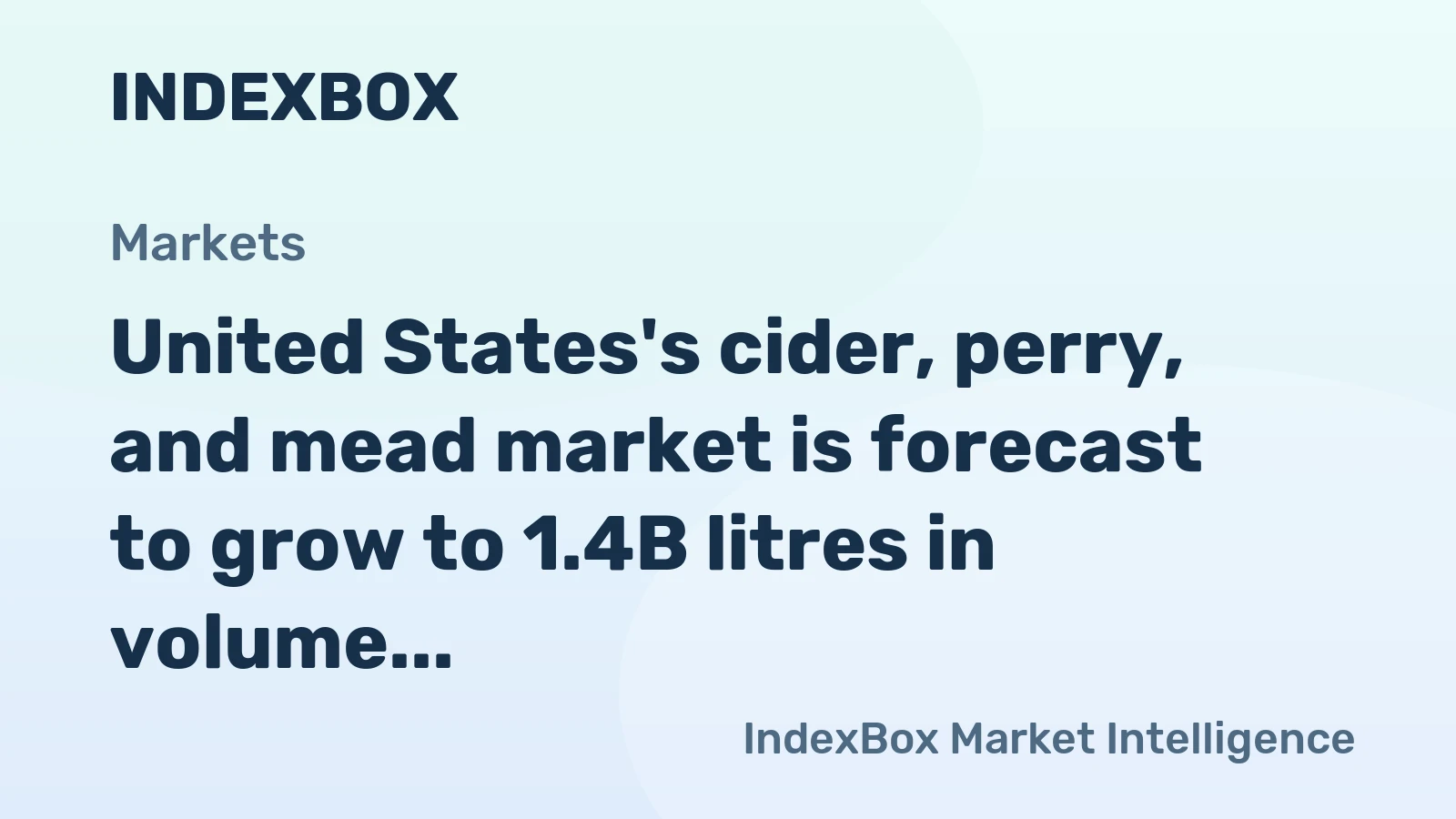 United States's cider, perry, and mead market is forecast to grow to 1.4B litres in volume and $3.2B in value by 2035.
