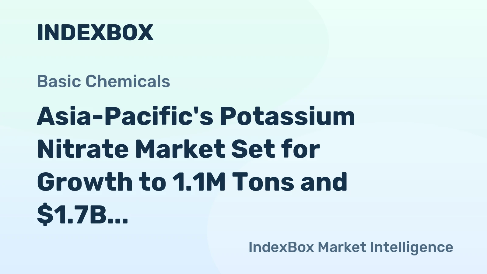 Asia-Pacific's Potassium Nitrate Market Set for Growth to 1.1M Tons and $1.7B Value