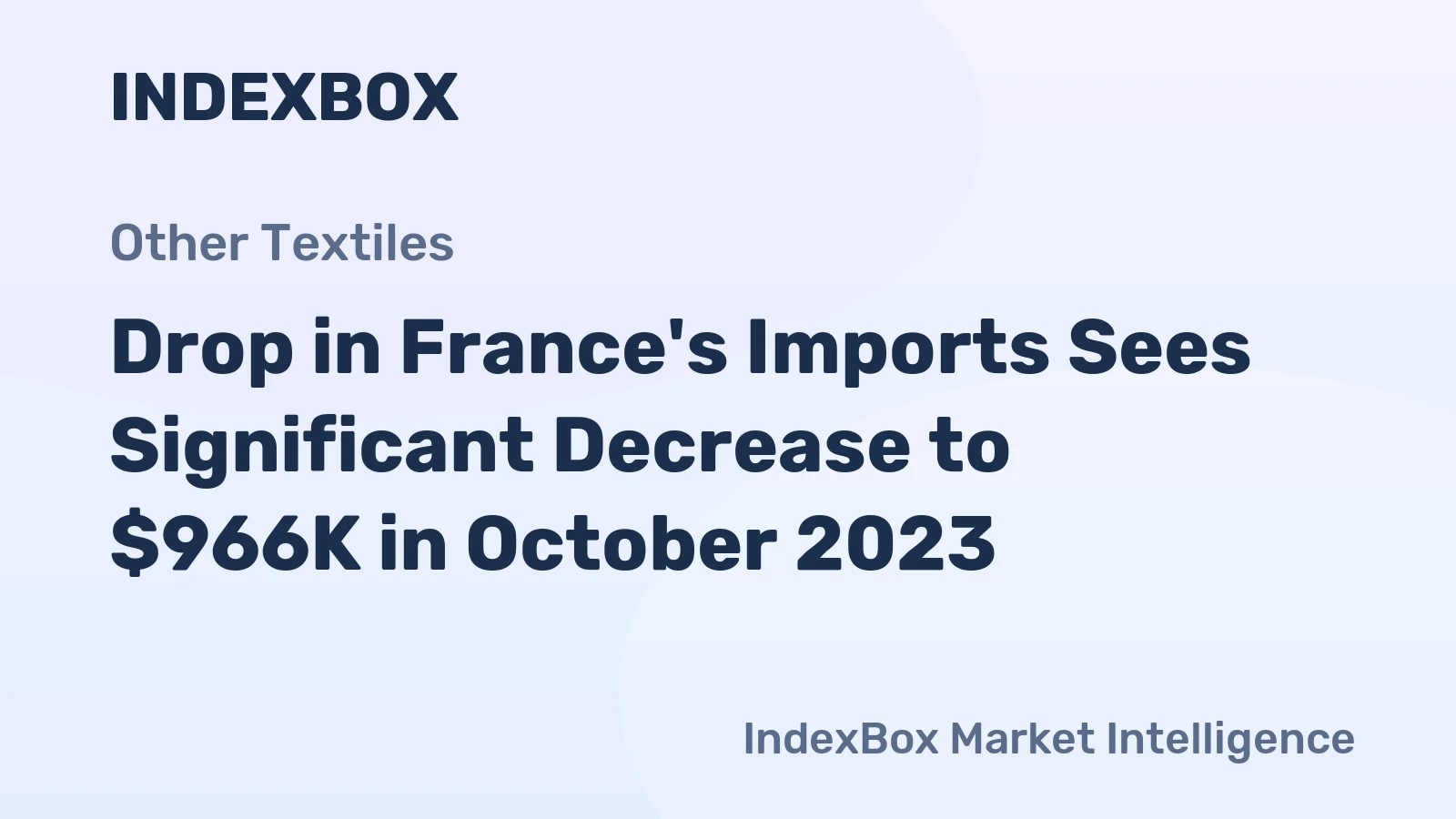 Drop in France's Imports Sees Significant Decrease to $966K in October 2023