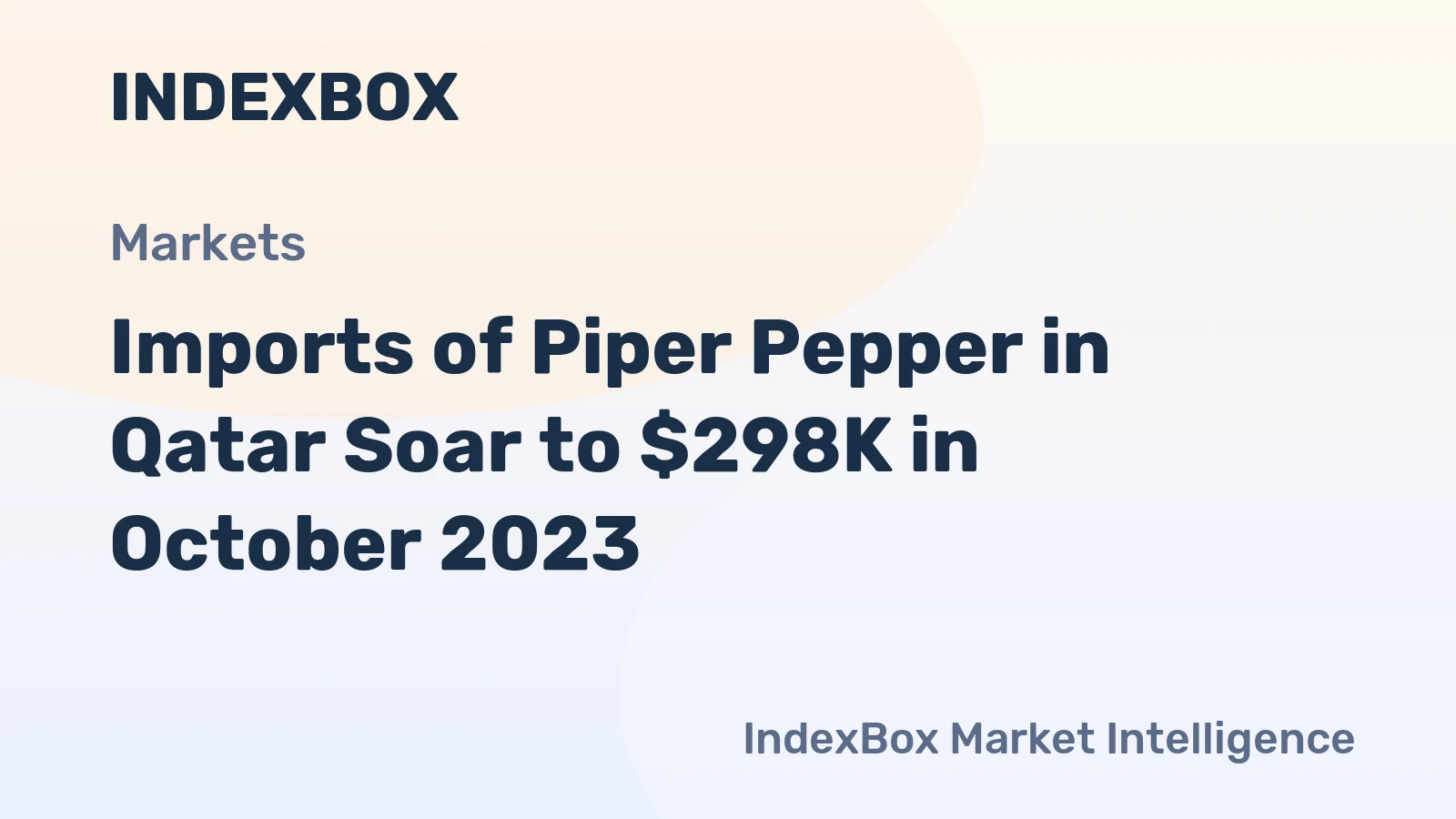 Imports of Piper Pepper in Qatar Soar to $298K in October 2023