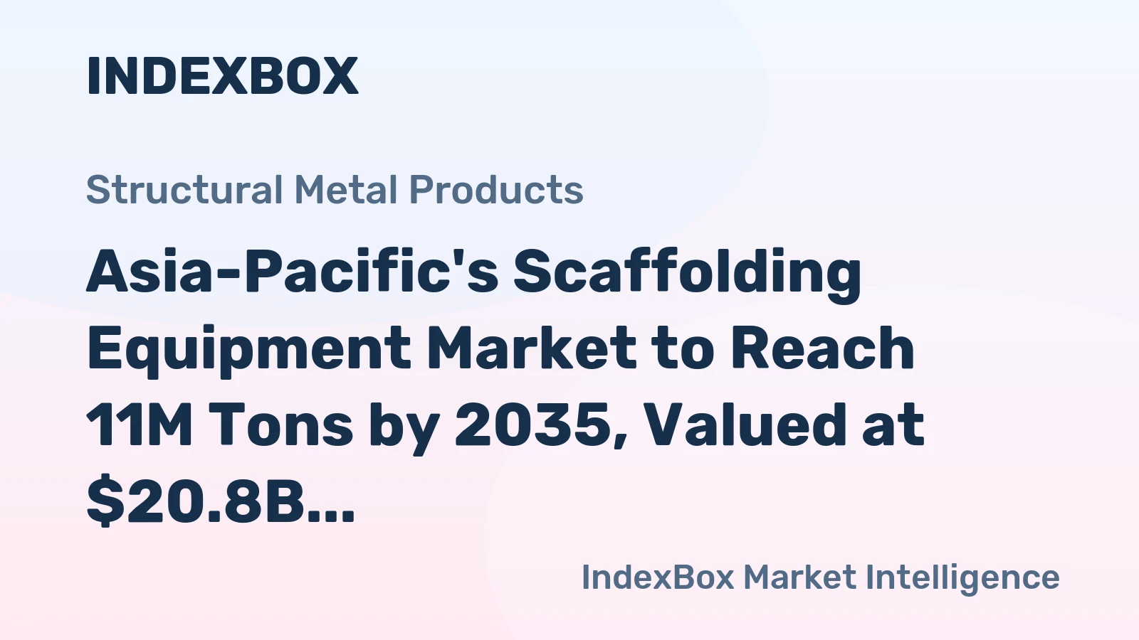 Asia-Pacific's Scaffolding Equipment Market to Reach 11M Tons by 2035, Valued at $20.8B