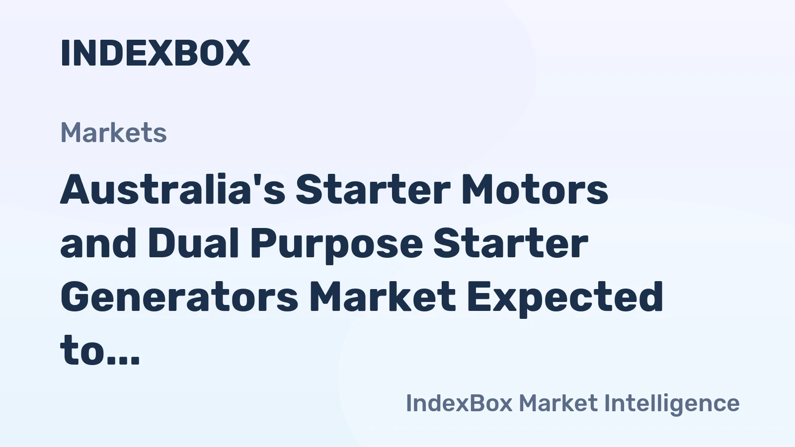 Australia's Starter Motors and Dual Purpose Starter Generators Market Expected to Grow at CAGR of +0.7% from 2024 to 2035