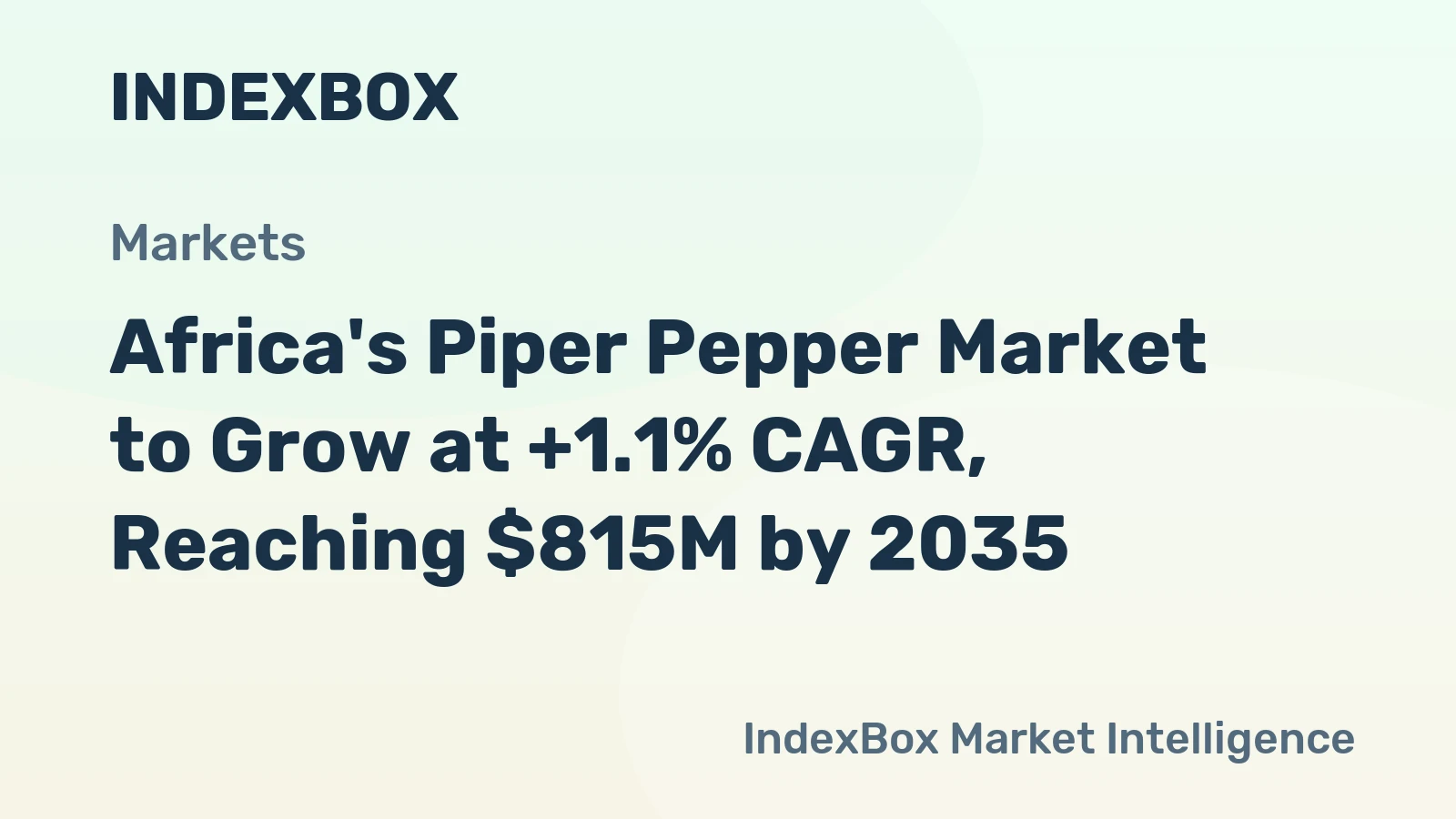 Africa's Piper Pepper Market to Grow at +1.1% CAGR, Reaching $815M by 2035