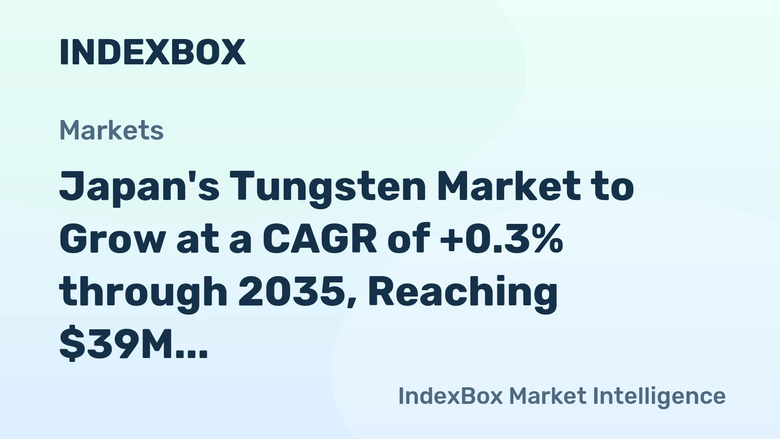 Japan's Tungsten Market to Grow at a CAGR of +0.3% through 2035, Reaching $39M