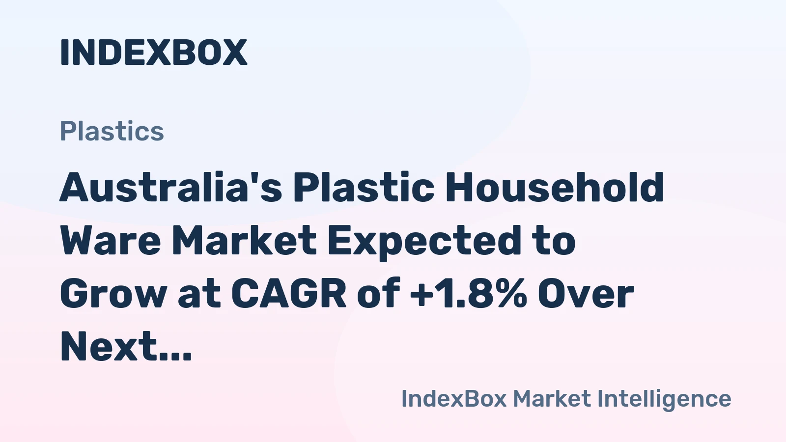 Australia's Plastic Household Ware Market Expected to Grow at CAGR of +1.8% Over Next Decade