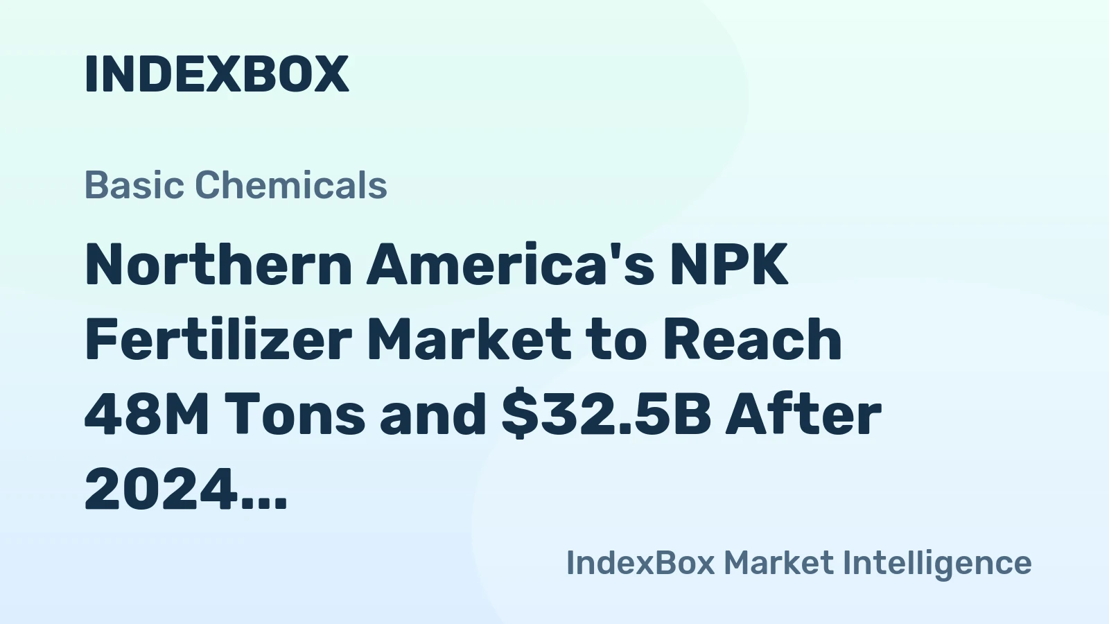 Northern America's NPK Fertilizer Market to Reach 48M Tons and $32.5B After 2024 Contraction