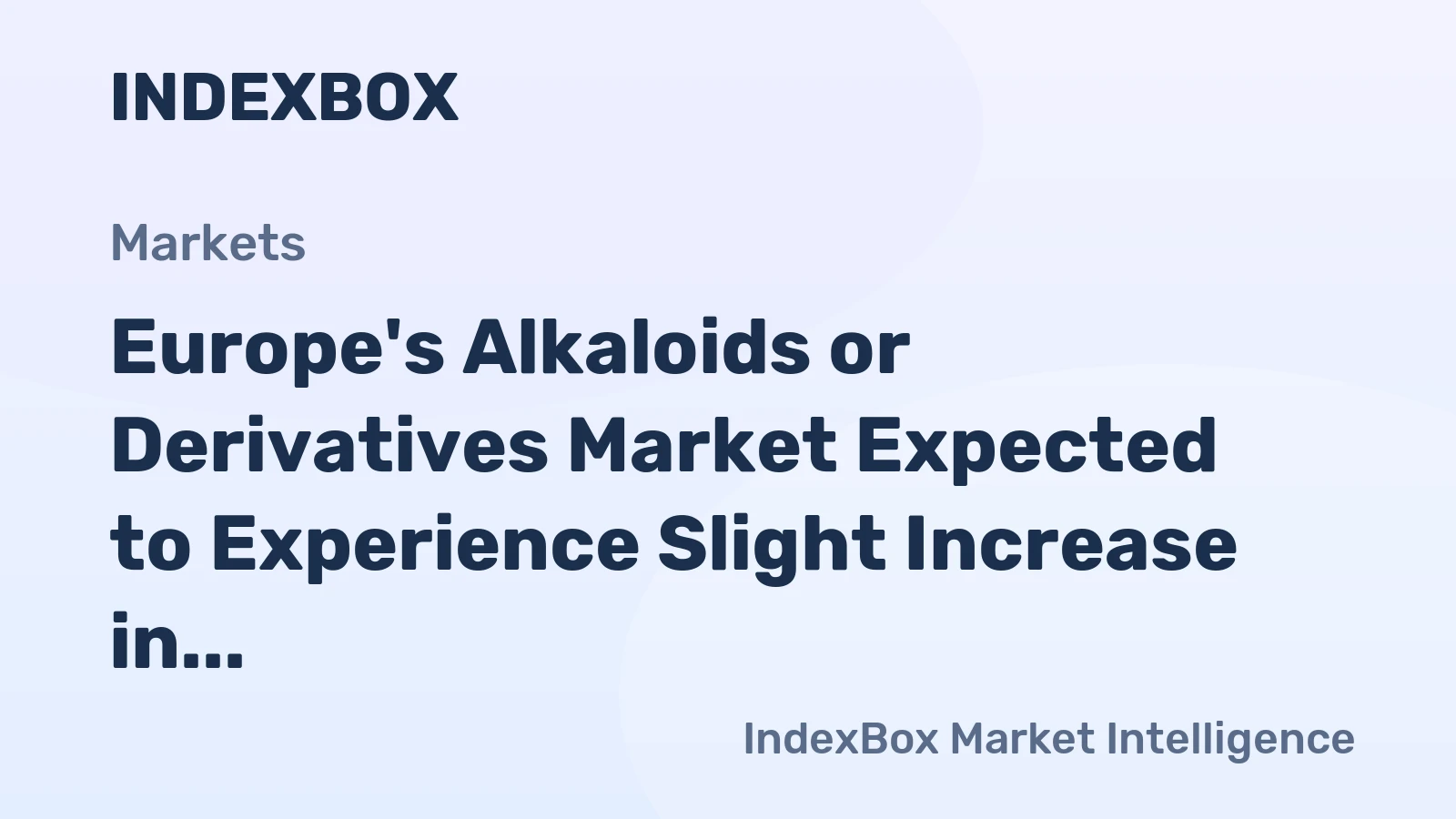 Europe's Alkaloids or Derivatives Market Expected to Experience Slight Increase in Consumption with +0.8% CAGR