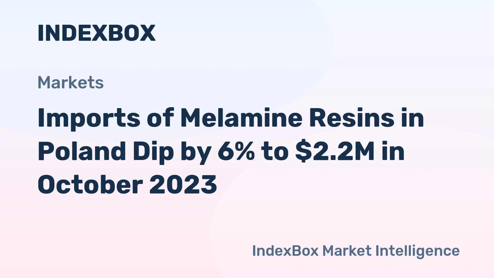 Imports of Melamine Resins in Poland Dip by 6% to $2.2M in October 2023