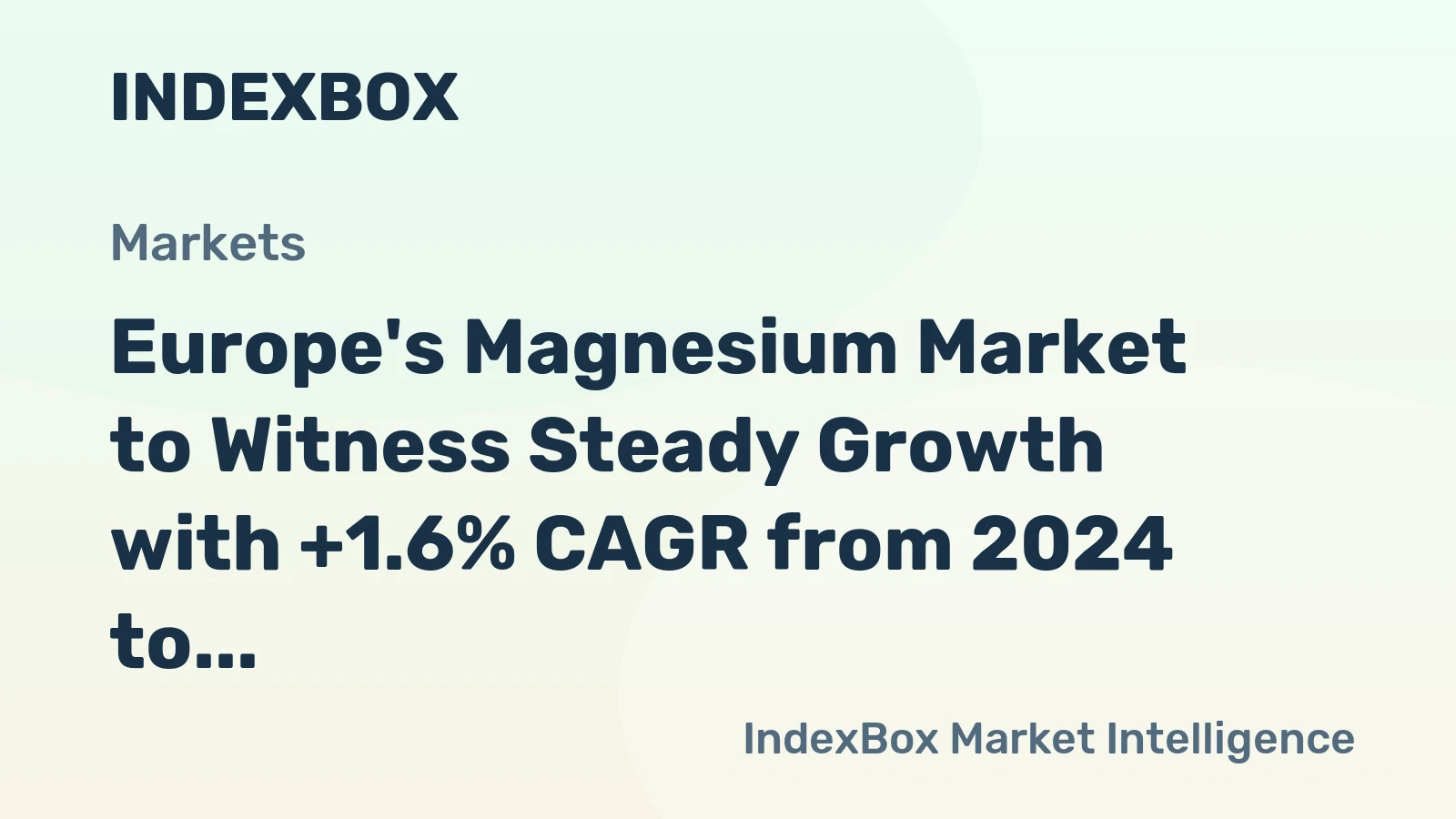 Europe's Magnesium Market to Witness Steady Growth with +1.6% CAGR from 2024 to 2035