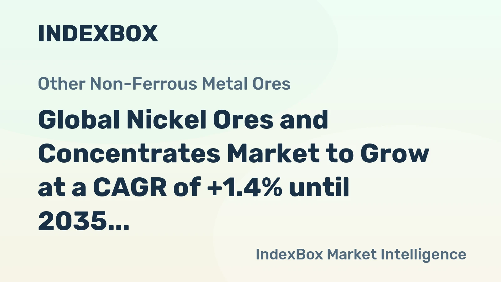 Global Nickel Ores and Concentrates Market to Grow at a CAGR of +1.4% until 2035, Reaching $49.7B in Value