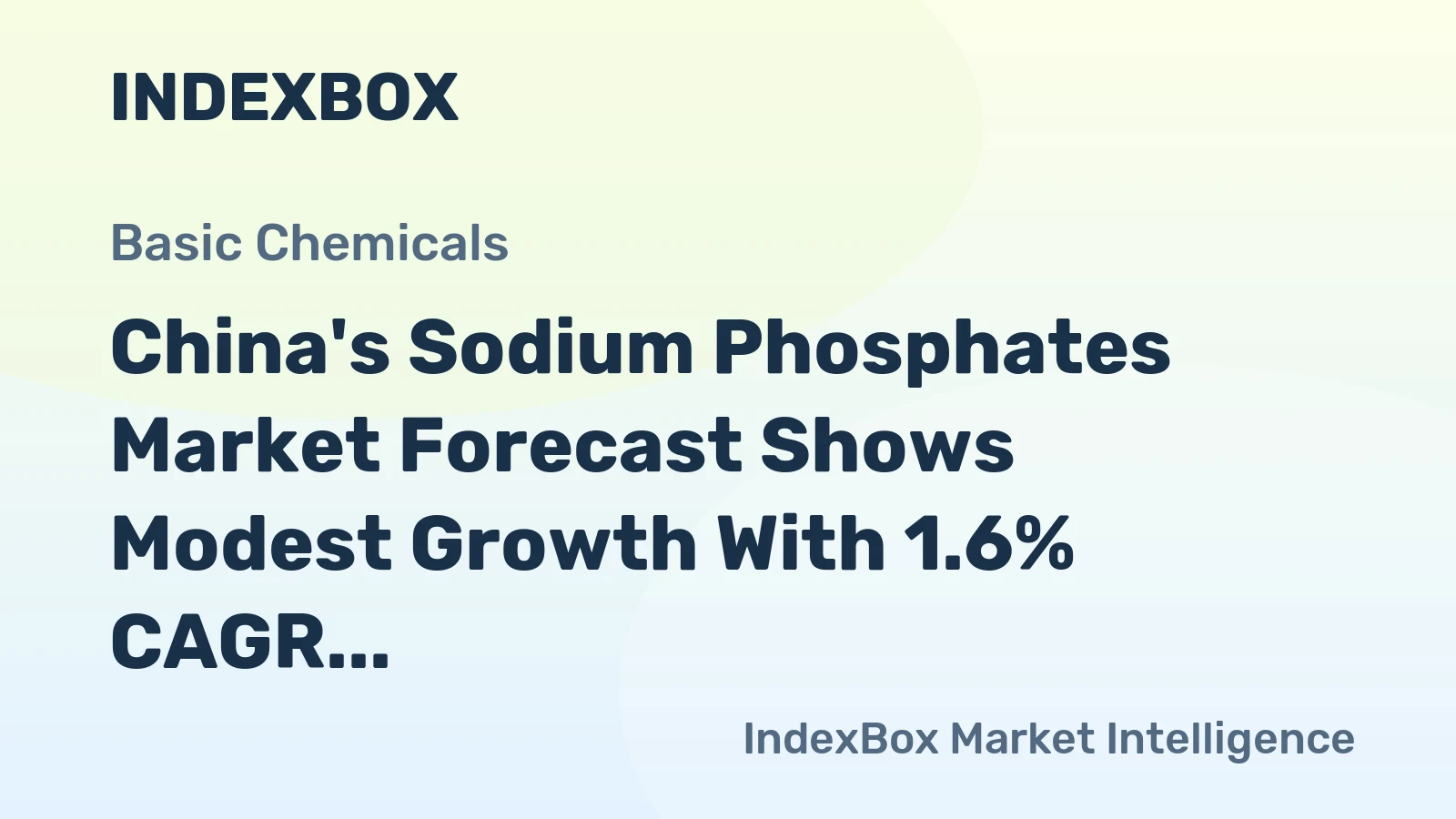 China's Sodium Phosphates Market Forecast Shows Modest Growth With 1.6% CAGR in Value
