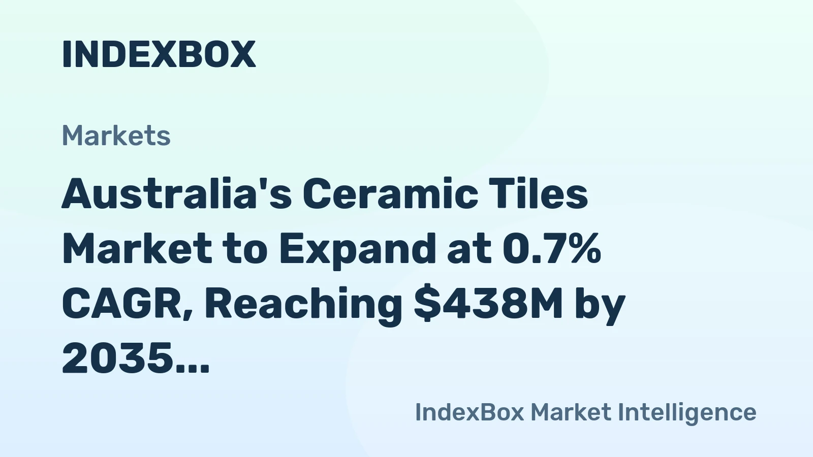 Australia's Ceramic Tiles Market to Expand at 0.7% CAGR, Reaching $438M by 2035