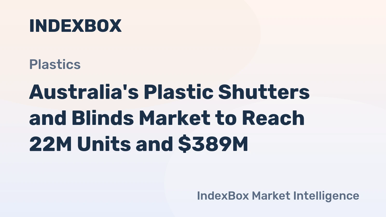 Australia's Plastic Shutters and Blinds Market to Reach 22M Units and $389M