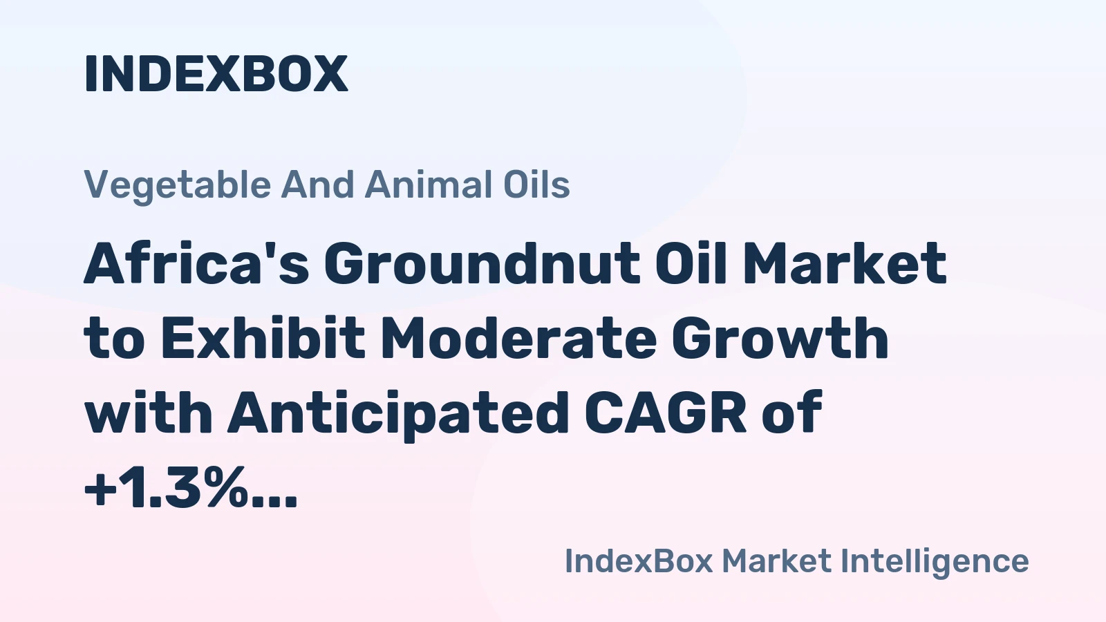 Africa's Groundnut Oil Market to Exhibit Moderate Growth with Anticipated CAGR of +1.3% from 2024 to 2035