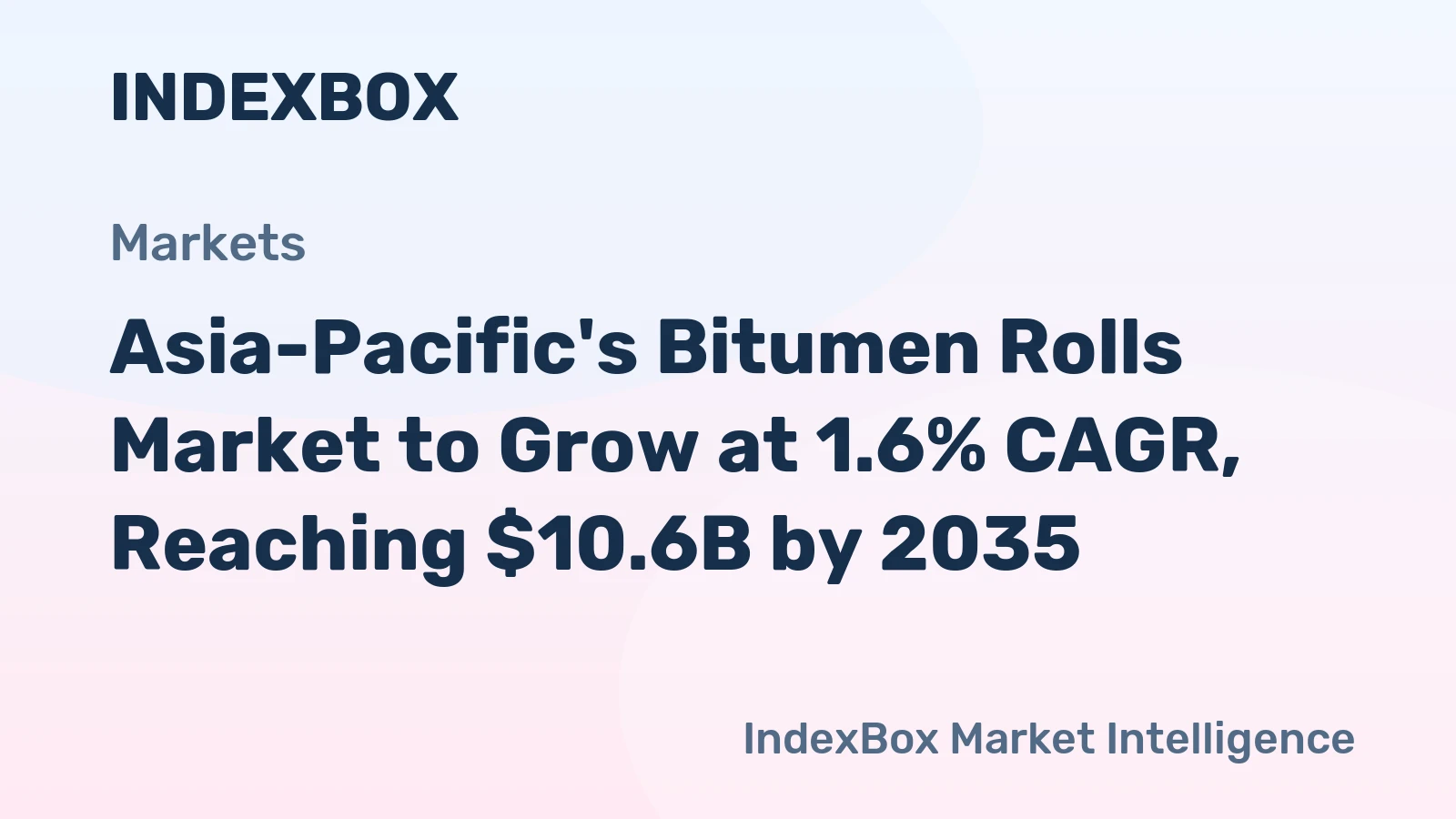 Asia-Pacific's Bitumen Rolls Market to Grow at 1.6% CAGR, Reaching $10.6B by 2035