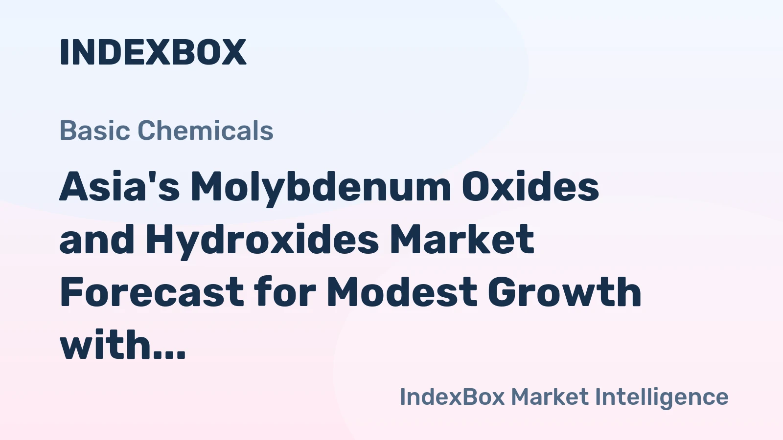 Asia's Molybdenum Oxides and Hydroxides Market Forecast for Modest Growth with a +0.4% CAGR