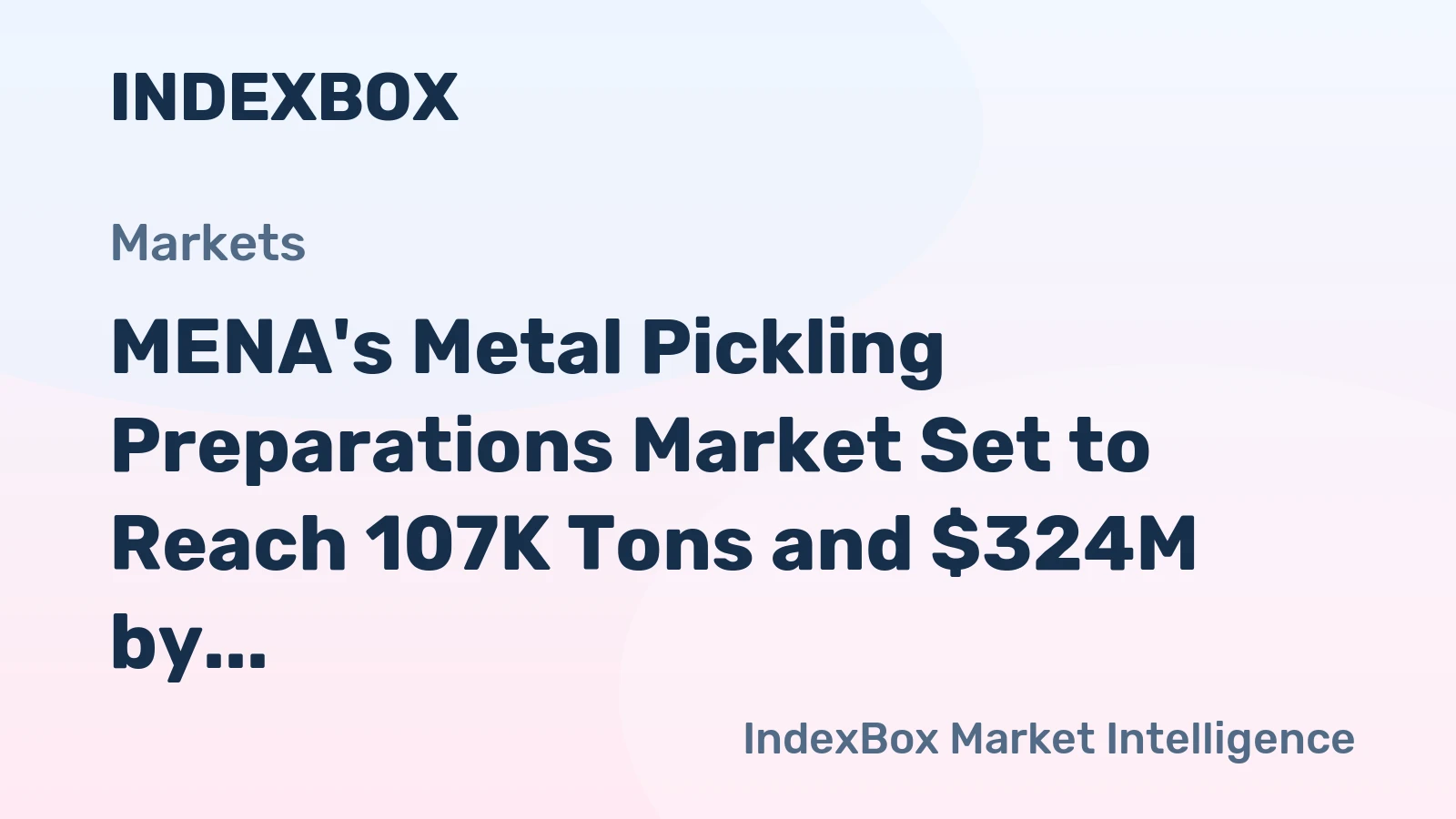 MENA's Metal Pickling Preparations Market Set to Reach 107K Tons and $324M by 2035