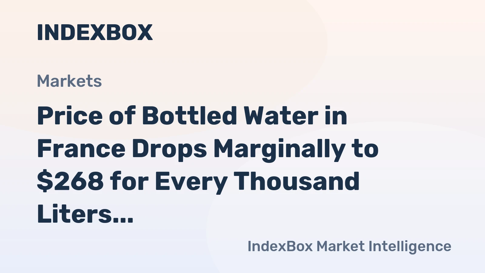 Price of Bottled Water in France Drops Marginally to $268 for Every Thousand Liters