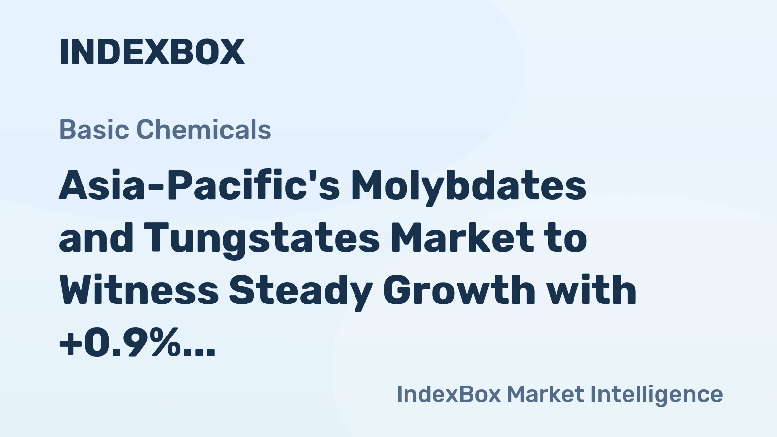 Asia-Pacific's Molybdates and Tungstates Market to Witness Steady Growth with +0.9% CAGR