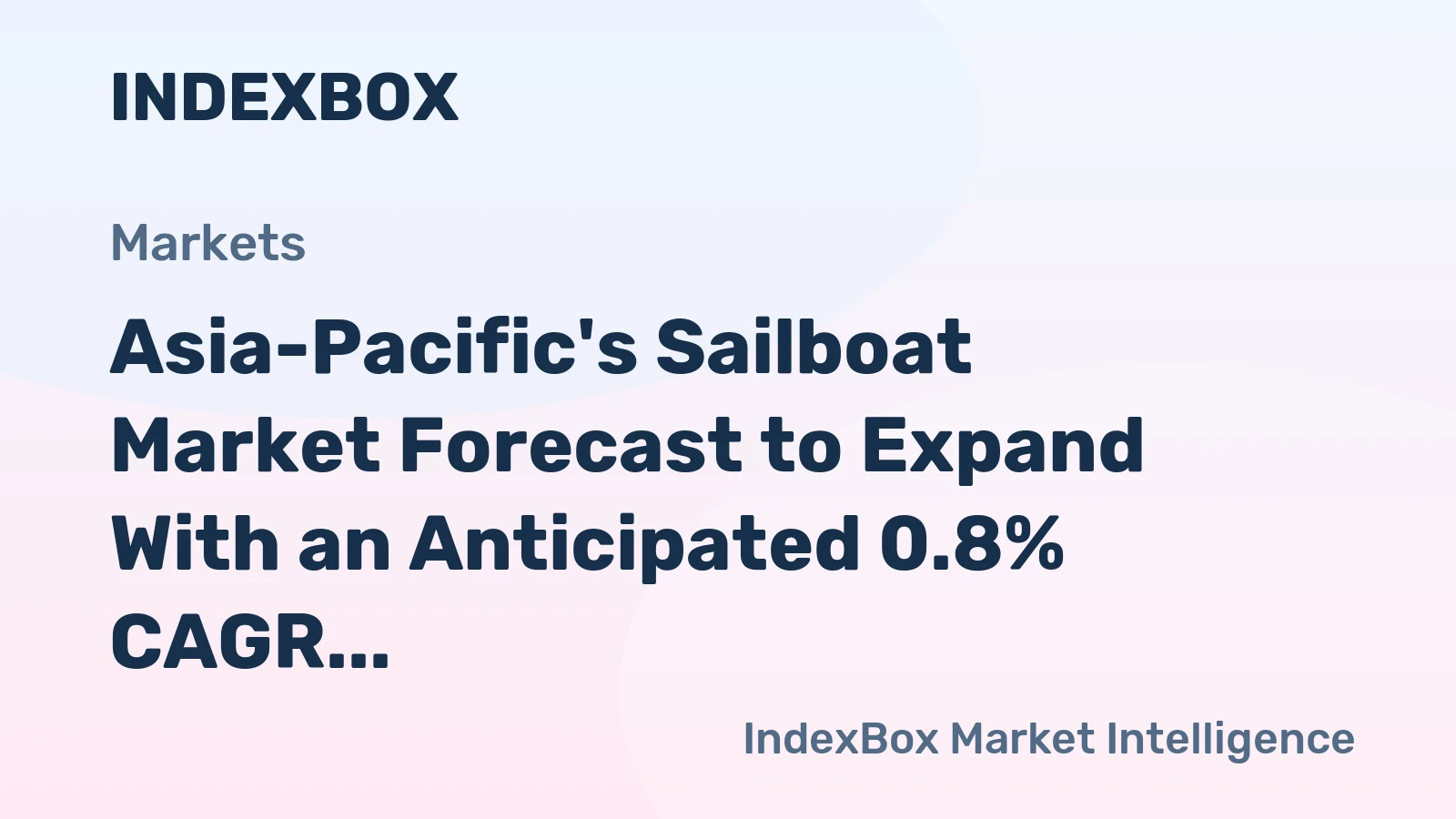 Asia-Pacific's Sailboat Market Forecast to Expand With an Anticipated 0.8% CAGR