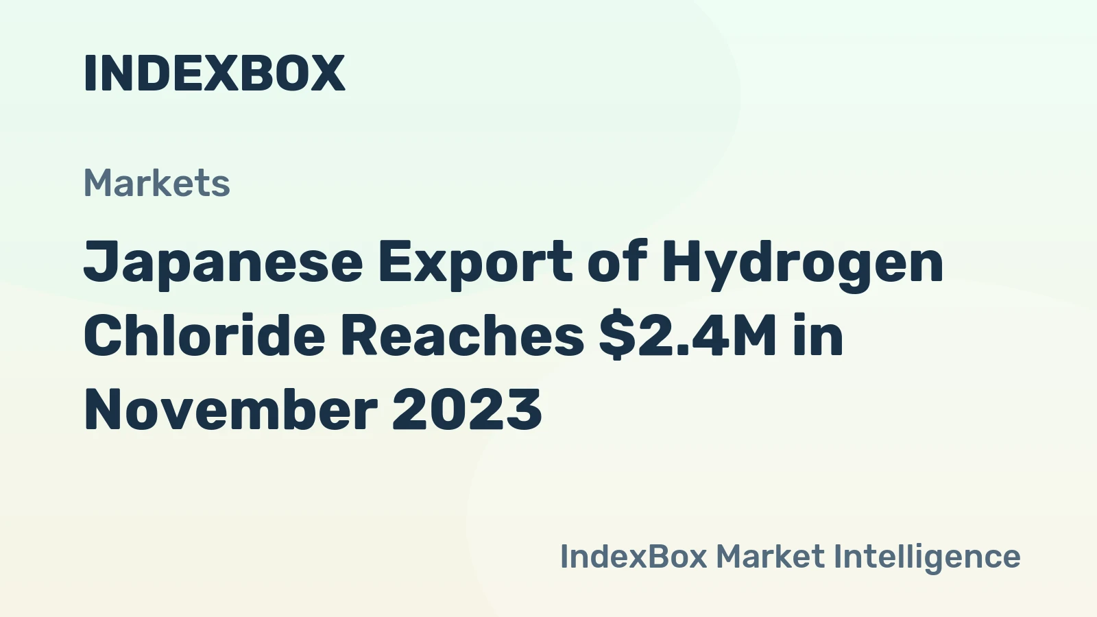Japanese Export of Hydrogen Chloride Reaches $2.4M in November 2023