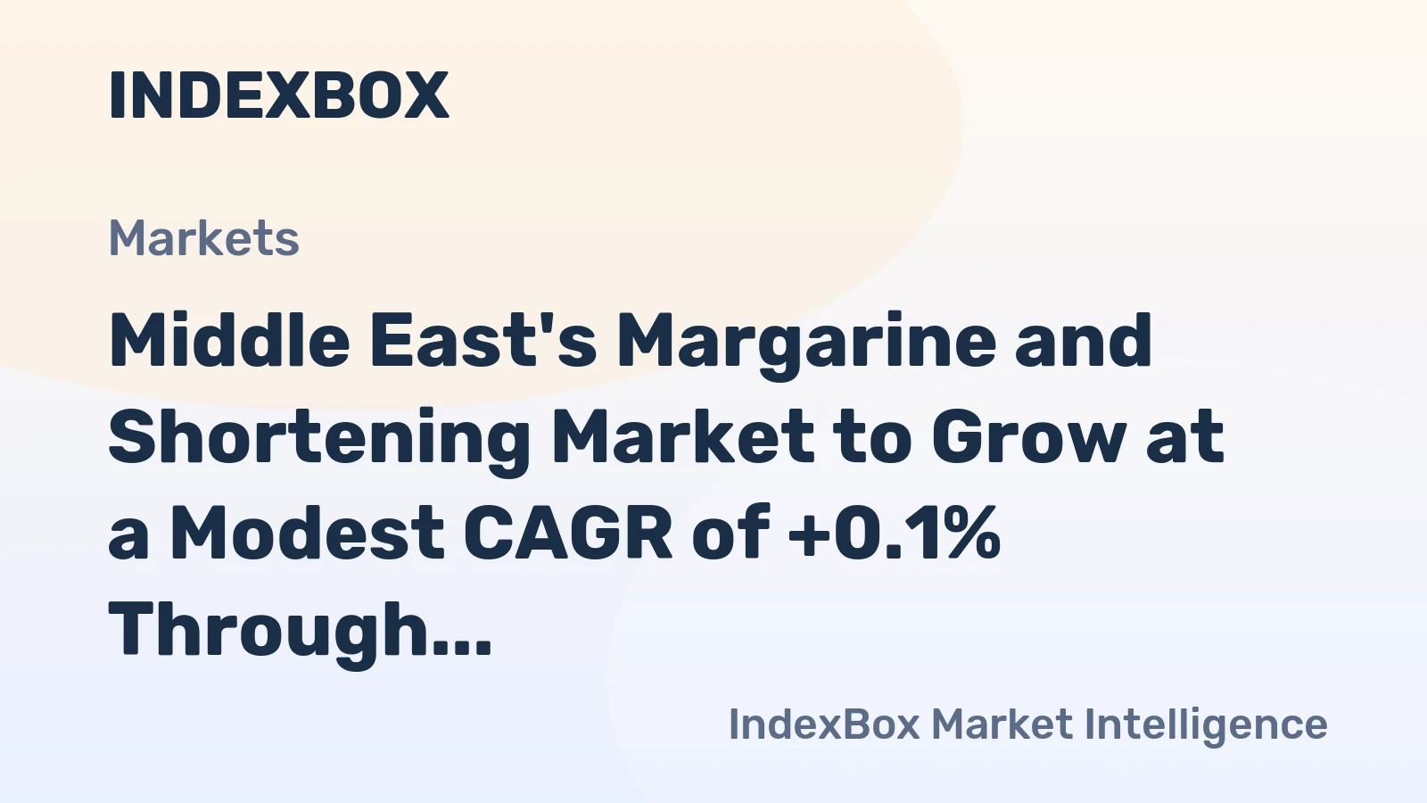 Middle East's Margarine and Shortening Market to Grow at a Modest CAGR of +0.1% Through 2035, Reaching $1.7B