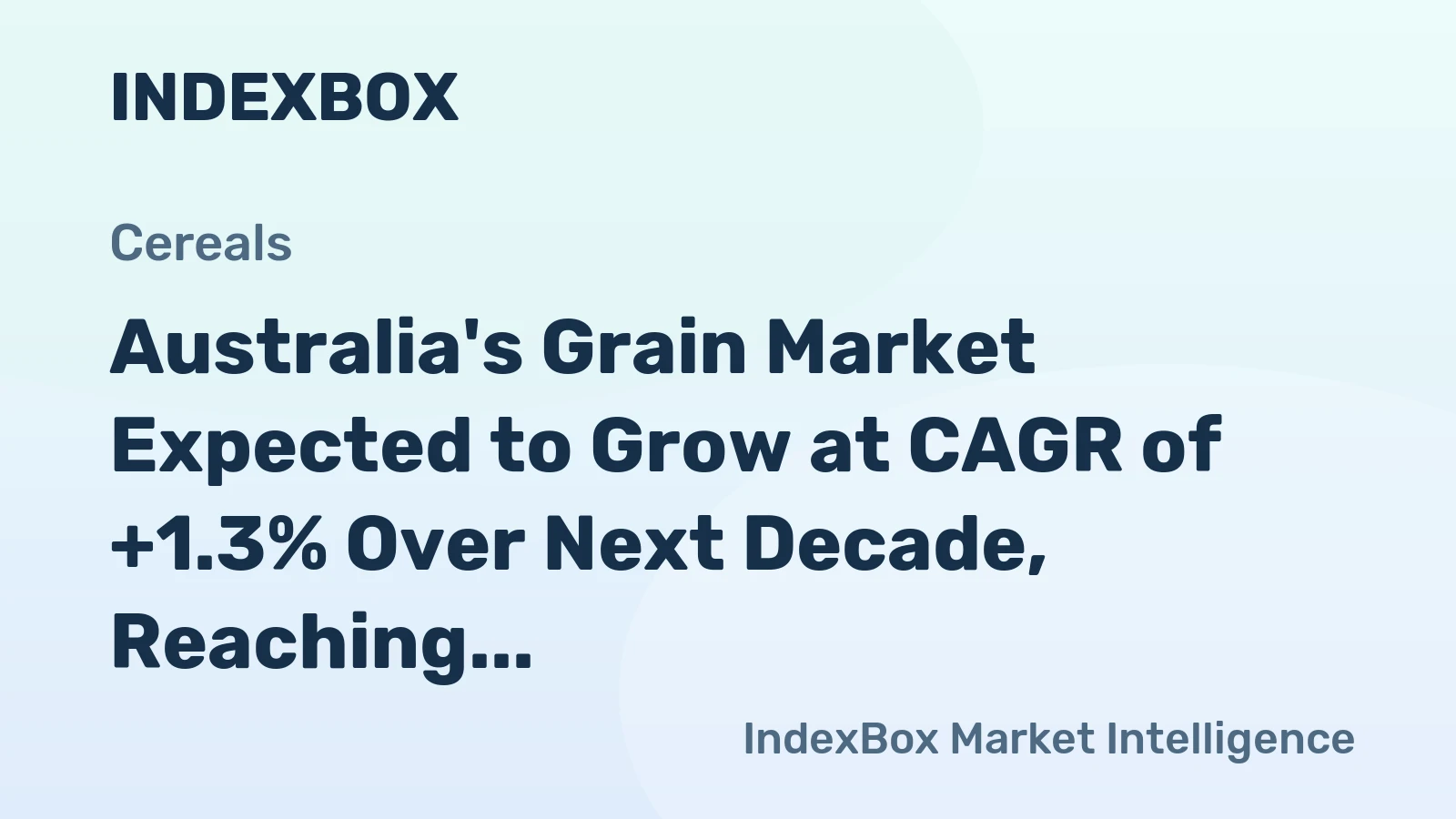 Australia's Grain Market Expected to Grow at CAGR of +1.3% Over Next Decade, Reaching $10.5B by 2035