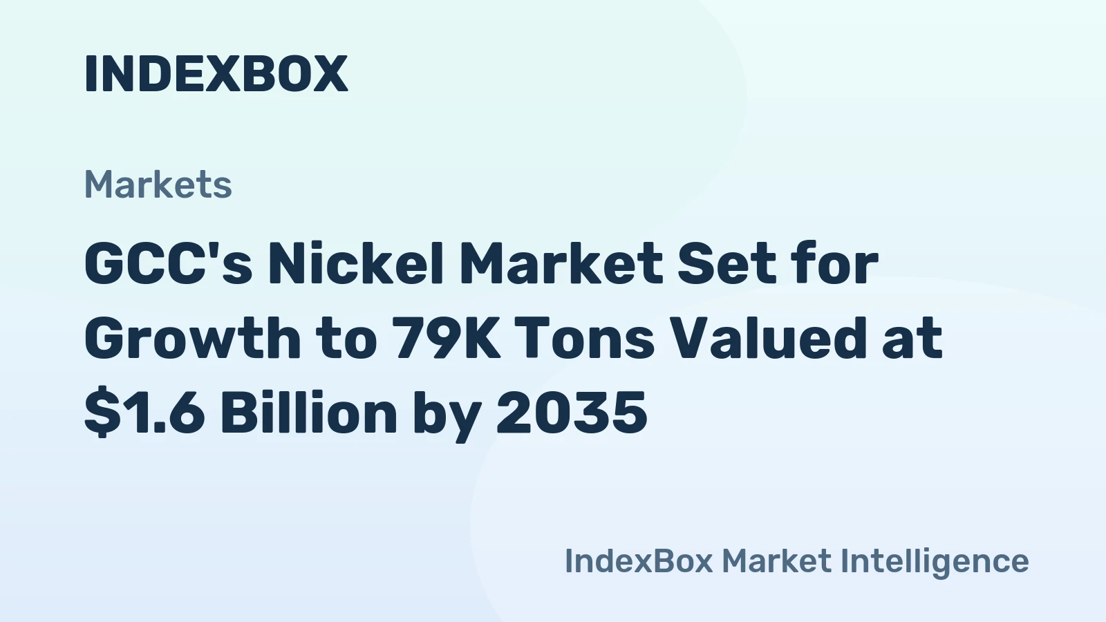 GCC's Nickel Market Set for Growth to 79K Tons Valued at $1.6 Billion by 2035