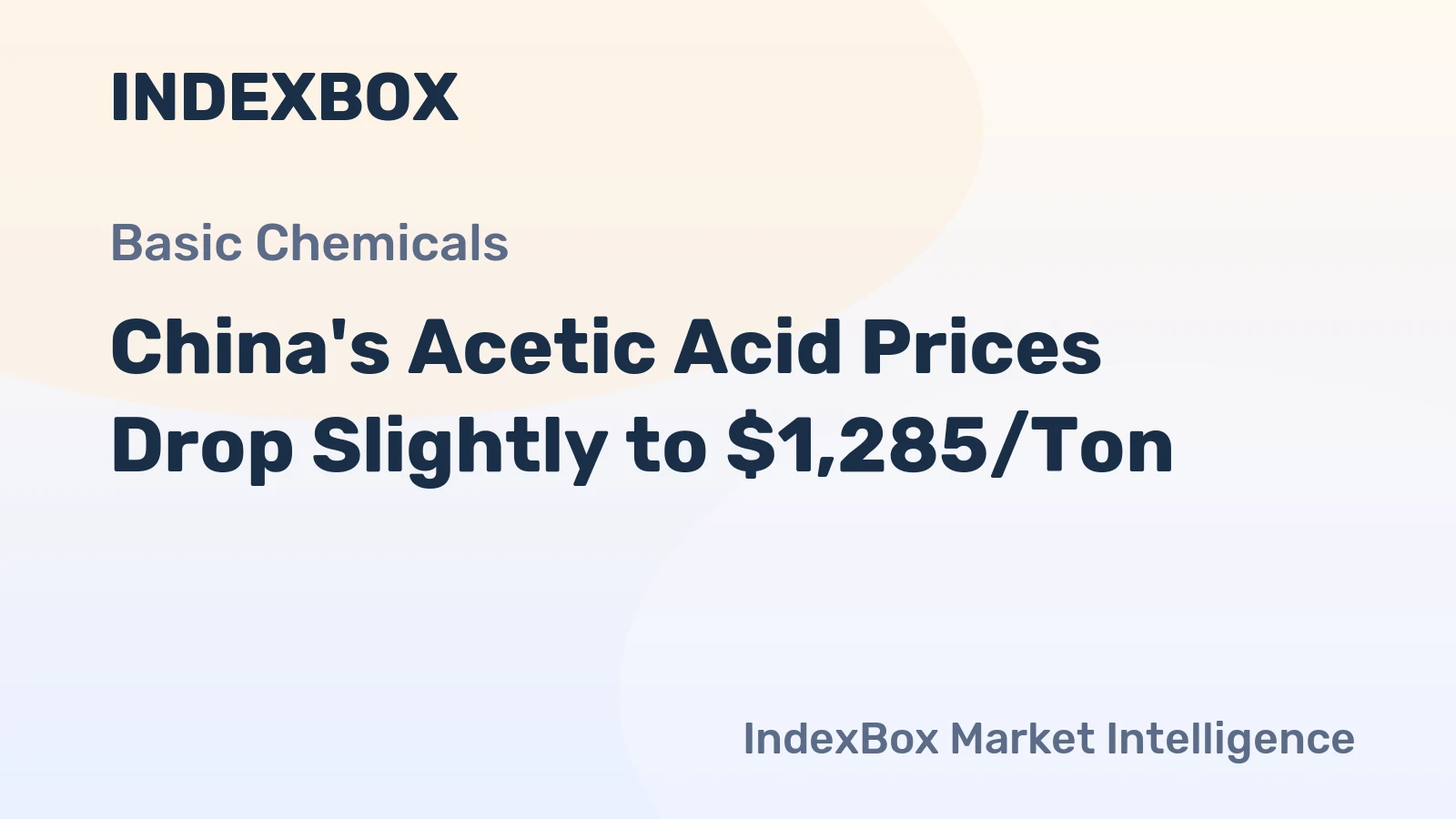 China's Acetic Acid Prices Drop Slightly to $1,285/Ton