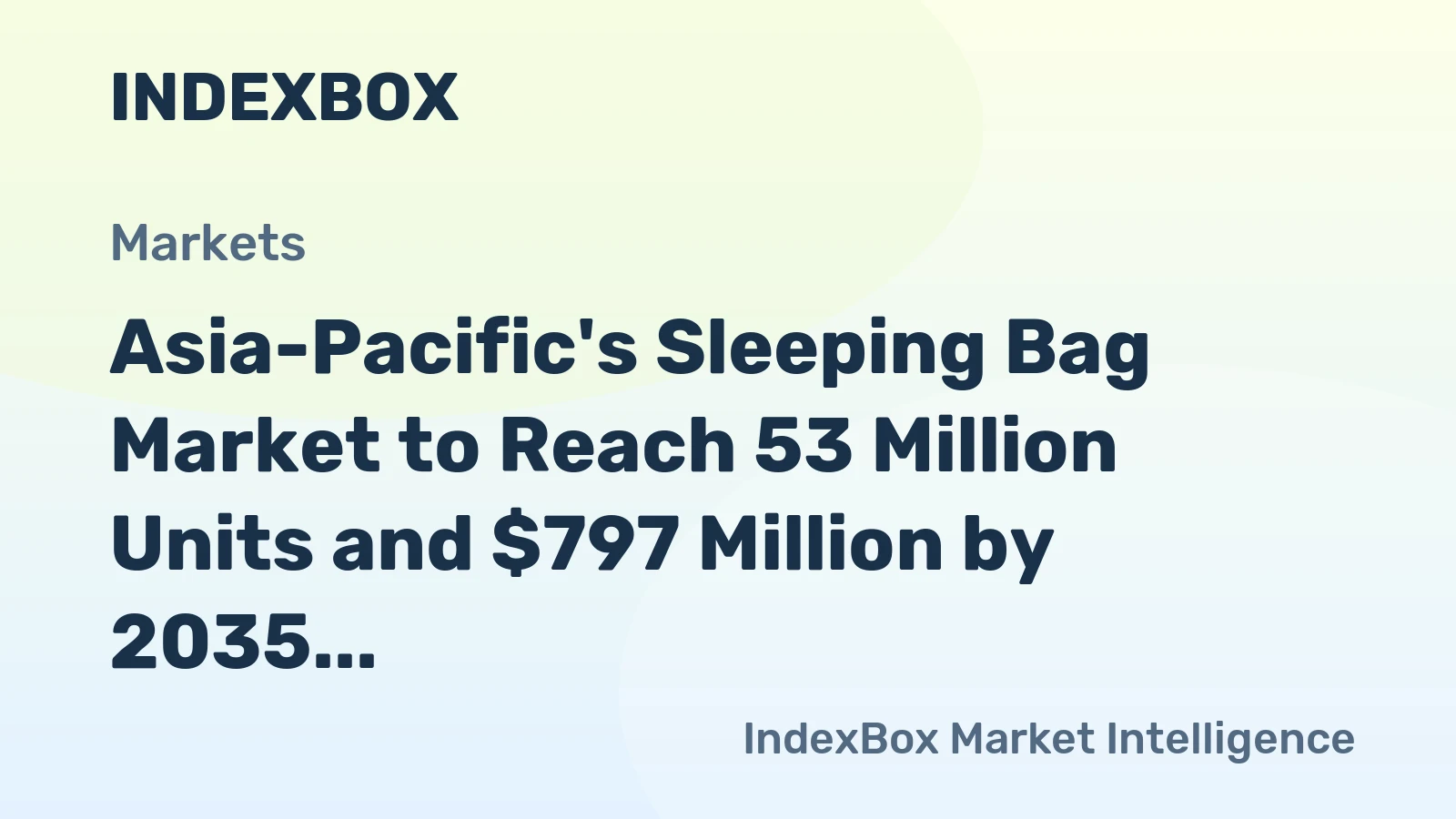 Asia-Pacific's Sleeping Bag Market to Reach 53 Million Units and $797 Million by 2035