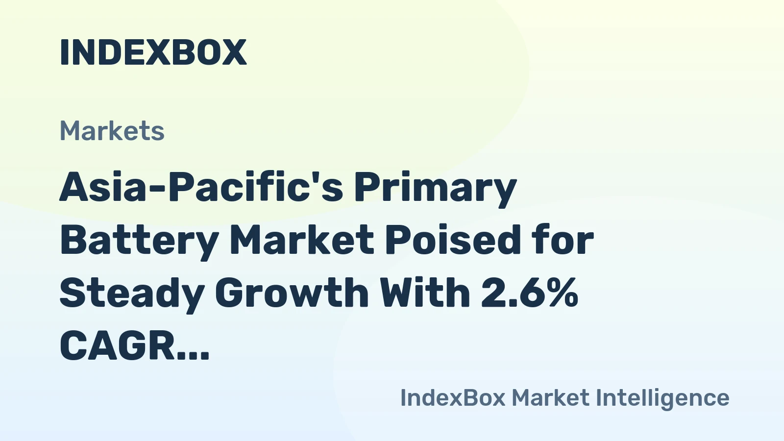 Asia-Pacific's Primary Battery Market Poised for Steady Growth With 2.6% CAGR in Value Through 2035