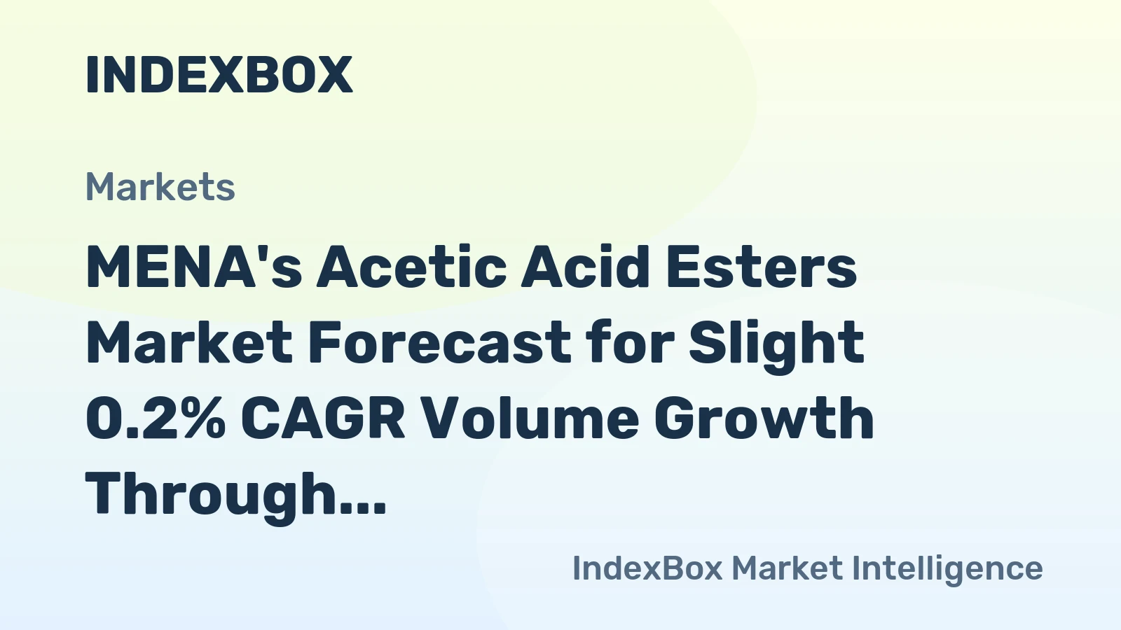 MENA's Acetic Acid Esters Market Forecast for Slight 0.2% CAGR Volume Growth Through 2035