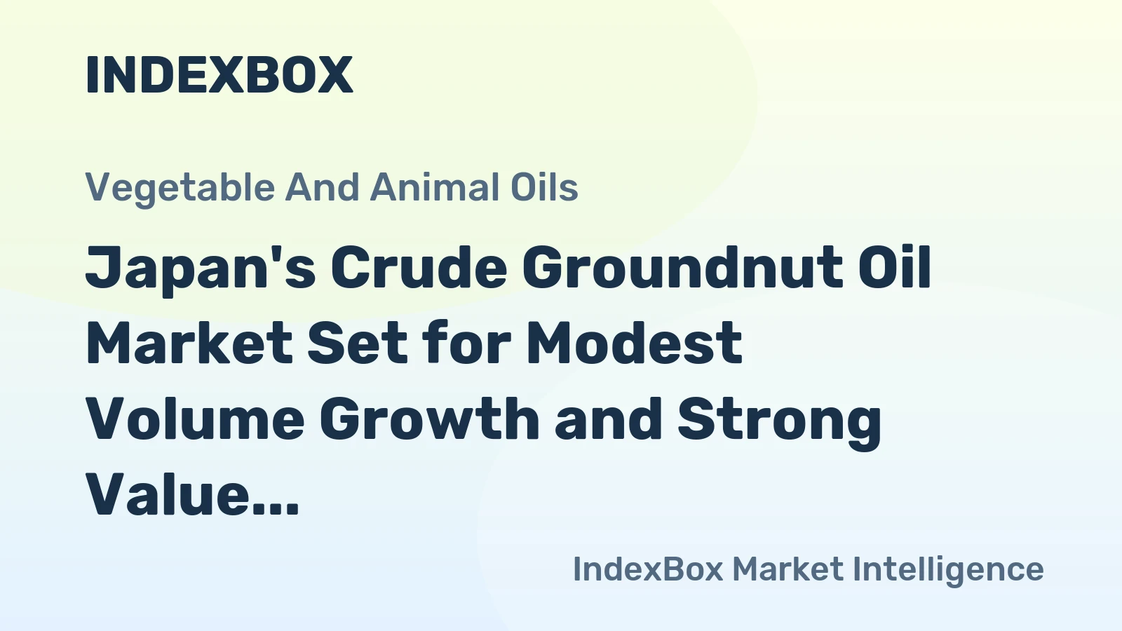 Japan's Crude Groundnut Oil Market Set for Modest Volume Growth and Strong Value Increase to 2035