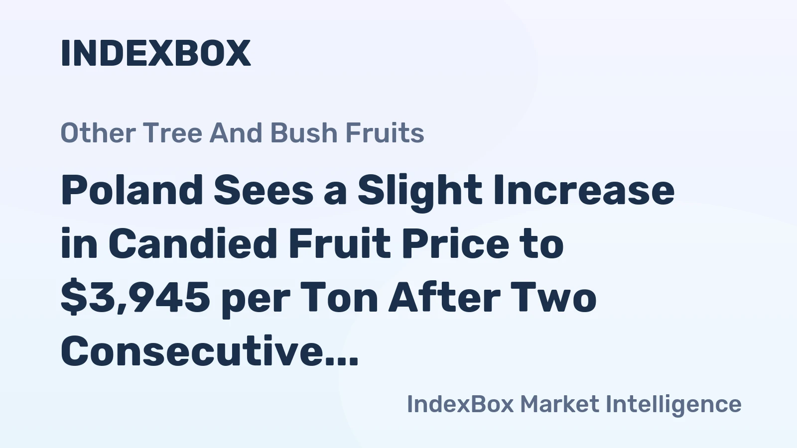 Poland Sees a Slight Increase in Candied Fruit Price to $3,945 per Ton After Two Consecutive Months of Rise.