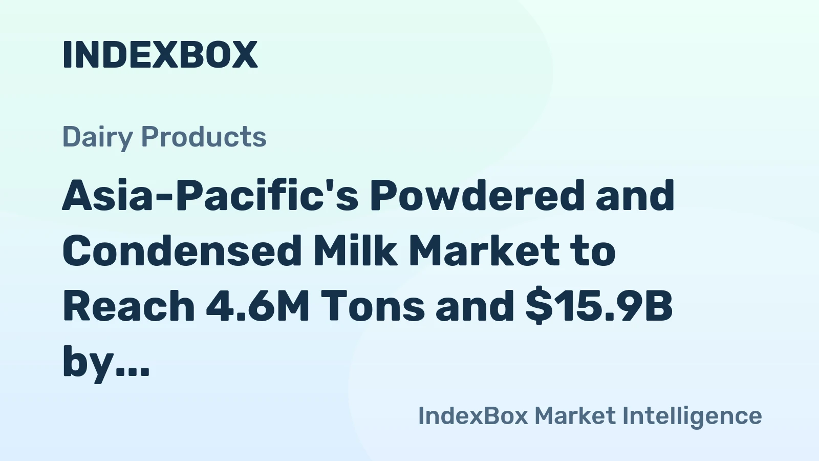 Asia-Pacific's Powdered and Condensed Milk Market to Reach 4.6M Tons and $15.9B by 2035