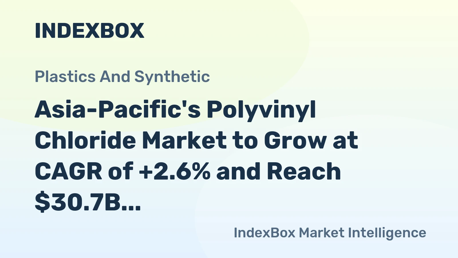 Asia-Pacific's Polyvinyl Chloride Market to Grow at CAGR of +2.6% and Reach $30.7B by 2035
