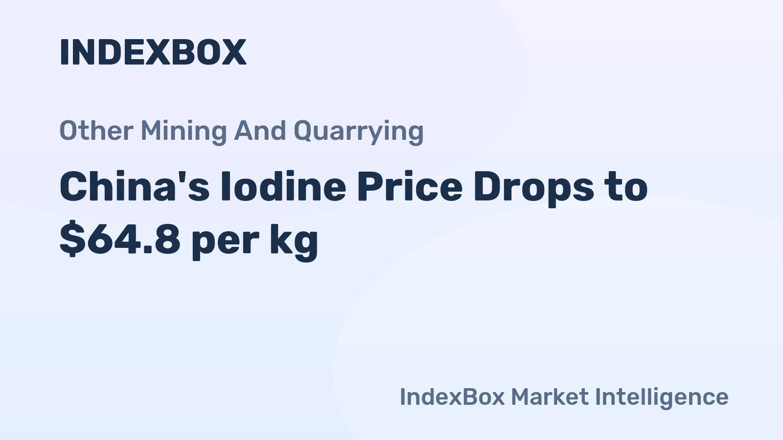 China's Iodine Price Drops to $64.8 per kg