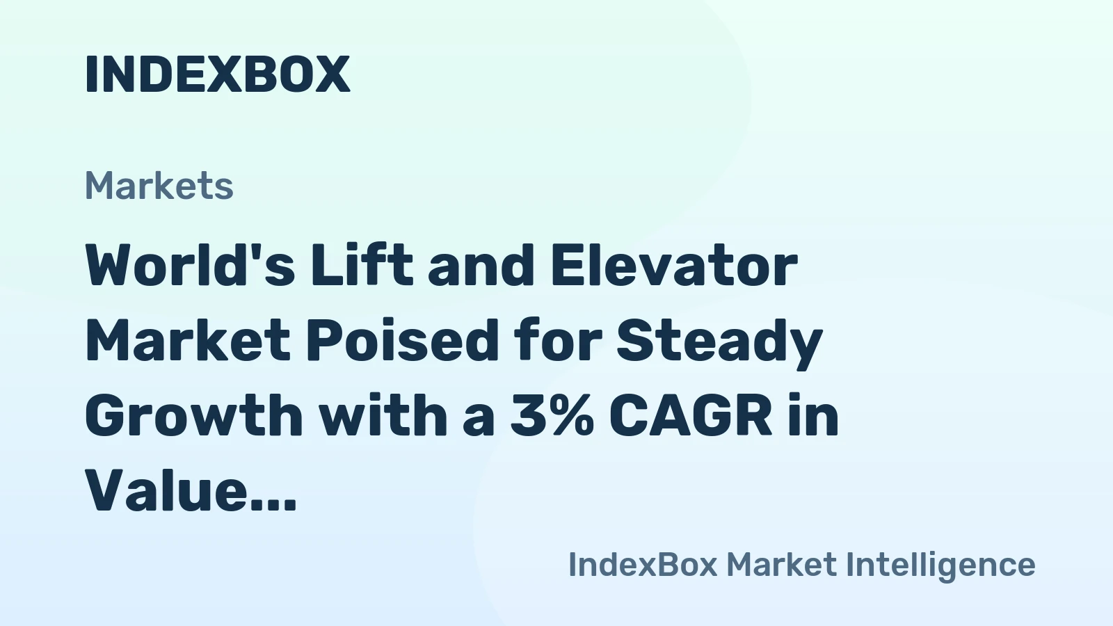 World's Lift and Elevator Market Poised for Steady Growth with a 3% CAGR in Value