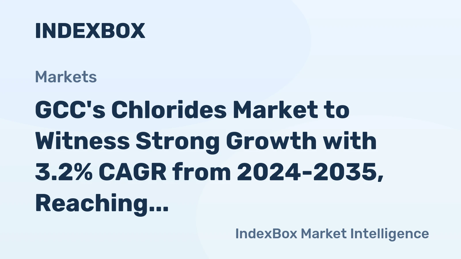 GCC's Chlorides Market to Witness Strong Growth with 3.2% CAGR from 2024-2035, Reaching $175M