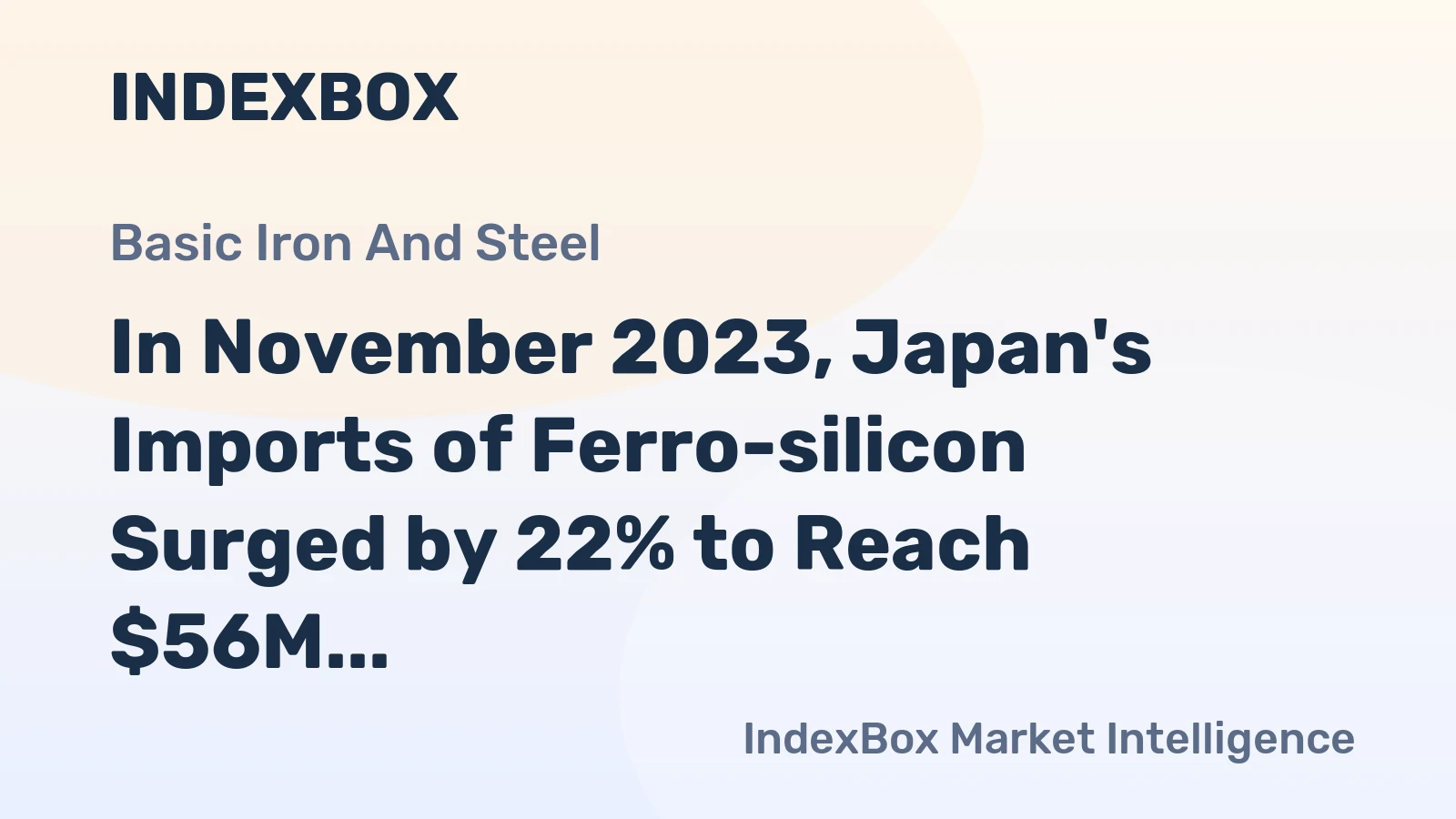 In November 2023, Japan's Imports of Ferro-silicon Surged by 22% to Reach $56M