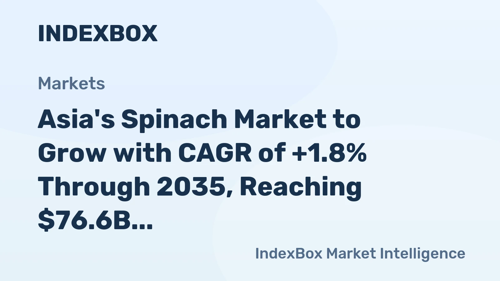 Asia's Spinach Market to Grow with CAGR of +1.8% Through 2035, Reaching $76.6B