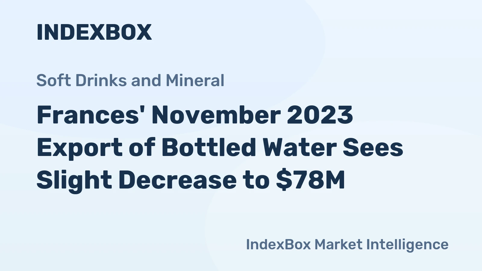 Frances' November 2023 Export of Bottled Water Sees Slight Decrease to $78M