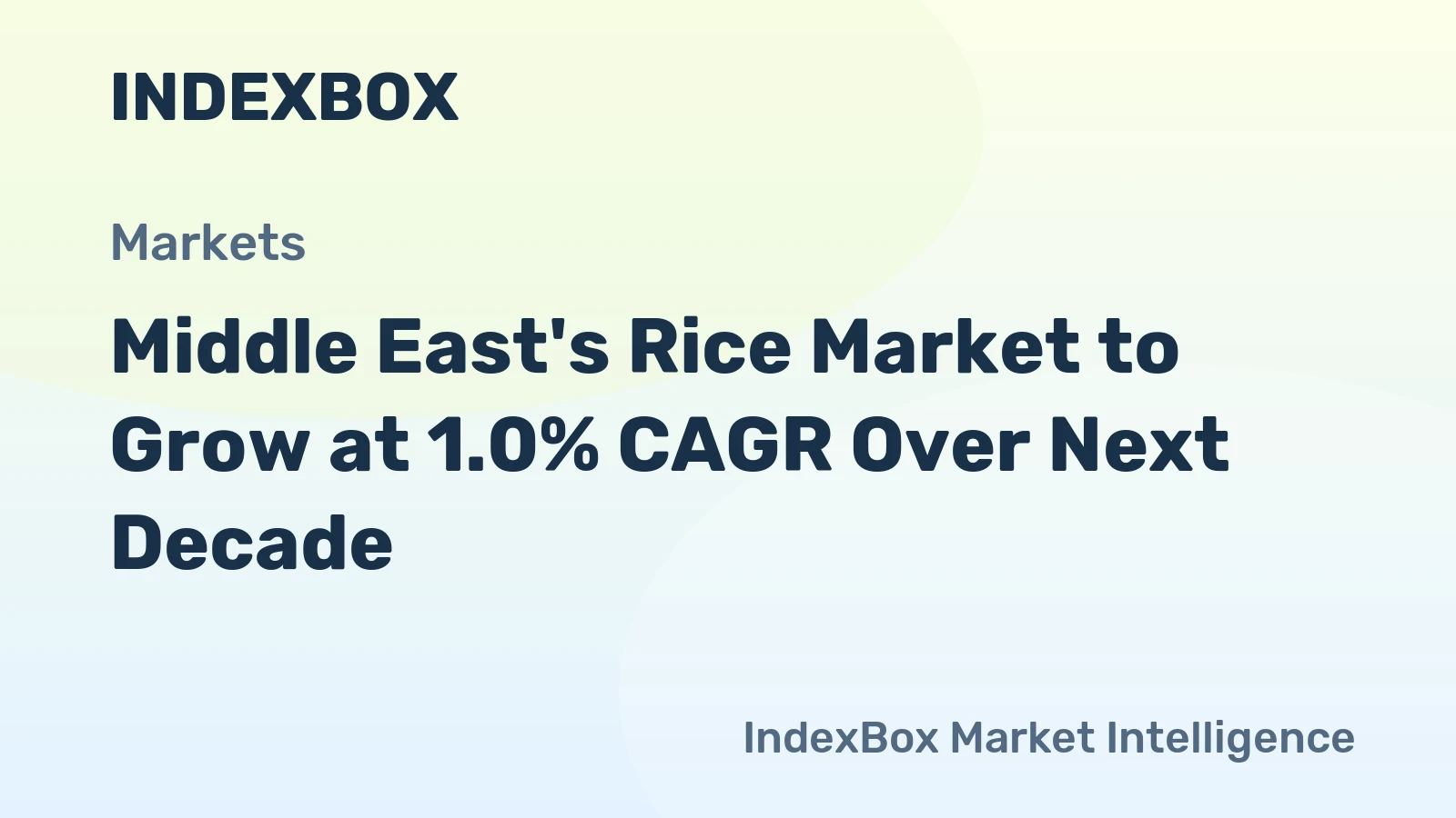Middle East's Rice Market to Grow at 1.0% CAGR Over Next Decade