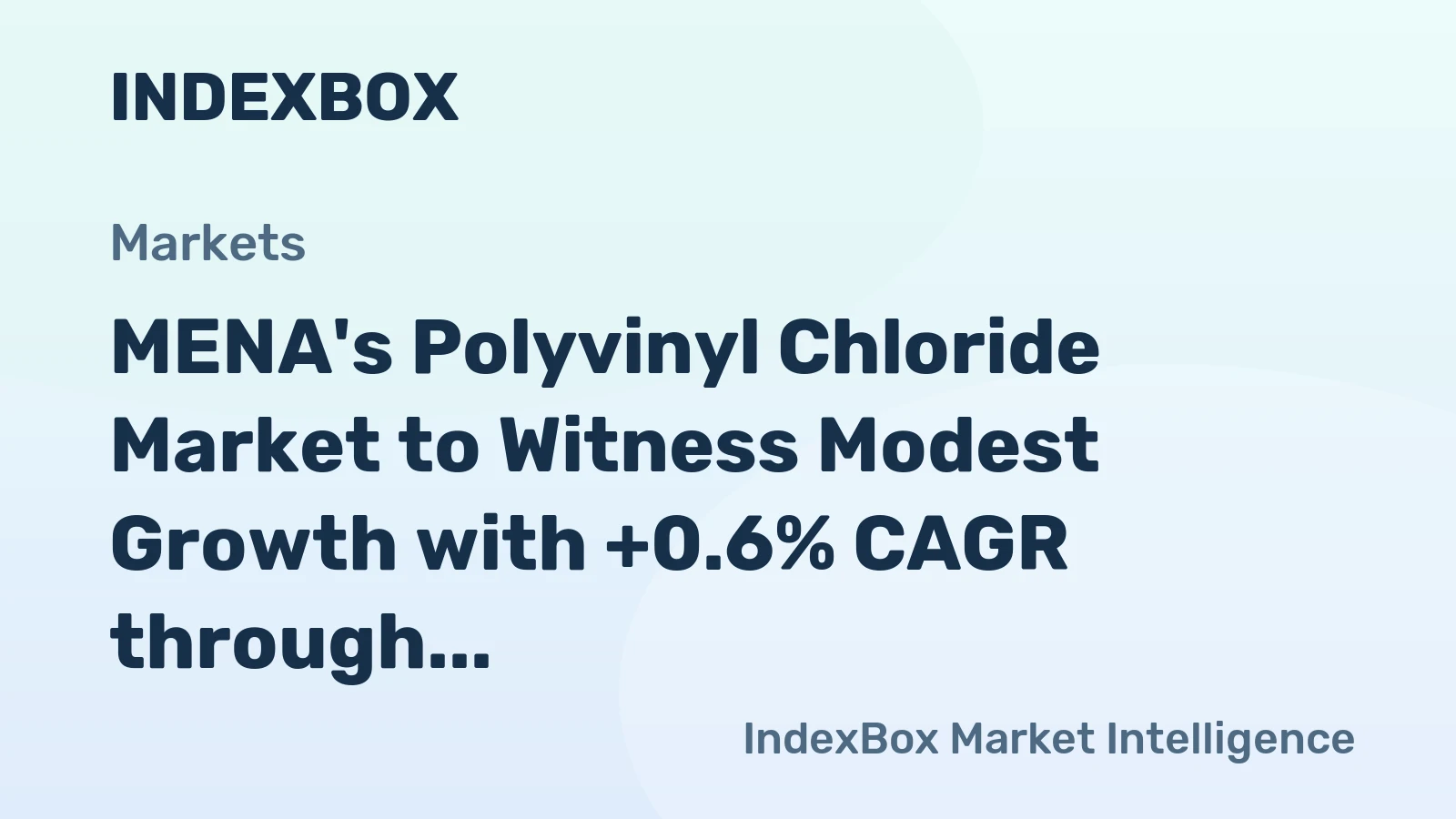MENA's Polyvinyl Chloride Market to Witness Modest Growth with +0.6% CAGR through 2035
